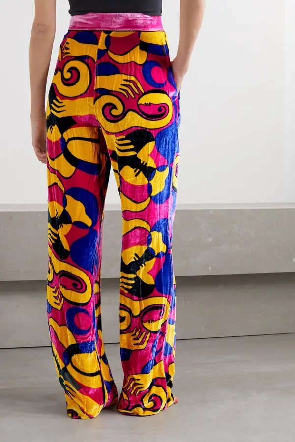 SLEEPING WITH JACQUES Net Sustain Printed Velvet Pants