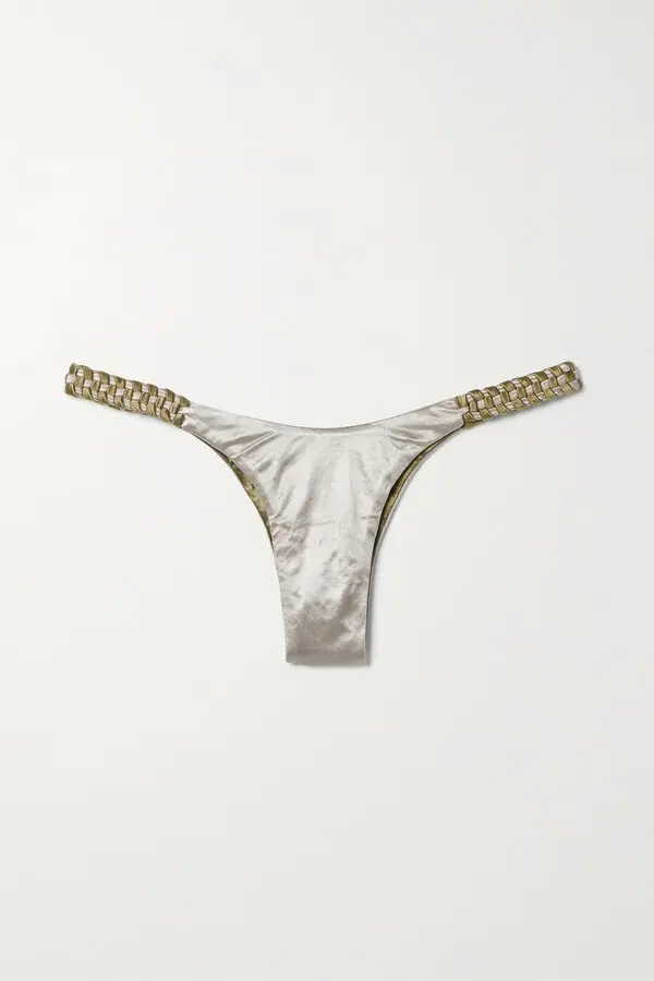 ISA BOULDER Highweave Woven Bikini Briefs - Silver
