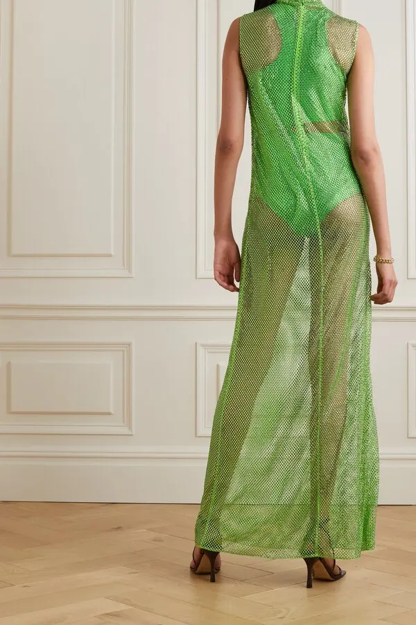 Stella McCartney Crystal-embellished Mesh Maxi Dress
