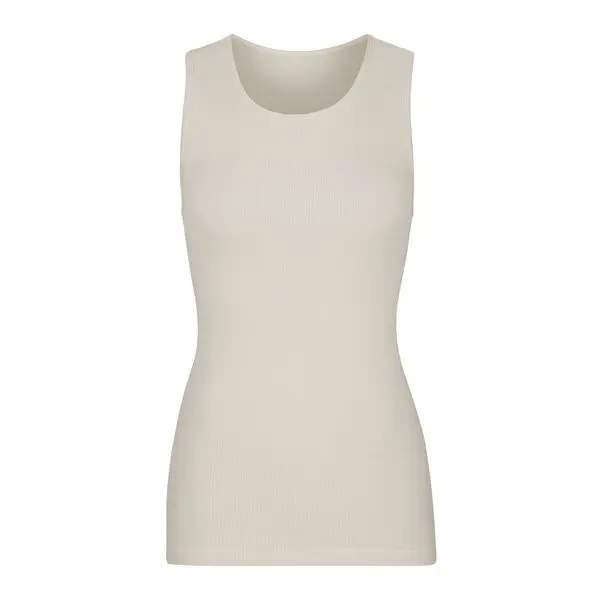 SKIMS Cotton Rib Long Tank - White
