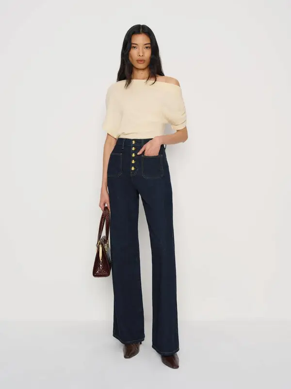REFORMATION Cary High Rise Wide Leg Jeans - Blue