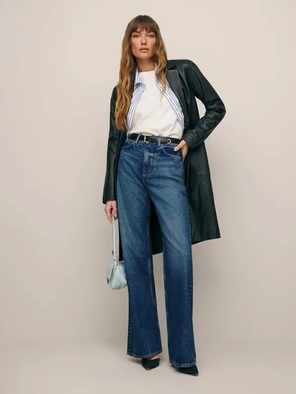 REFORMATION Cary High Rise Wide Leg Jeans - Blue