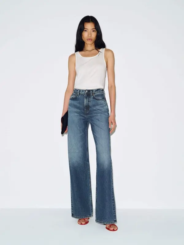 REFORMATION Cary High Rise Wide Leg Jeans - Blue
