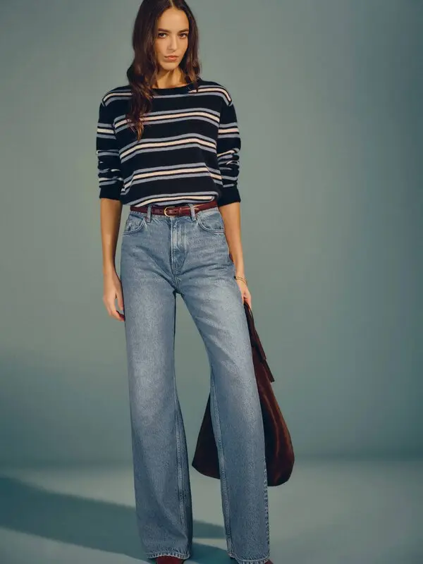 REFORMATION Cary High Rise Wide Leg Jeans - Blue