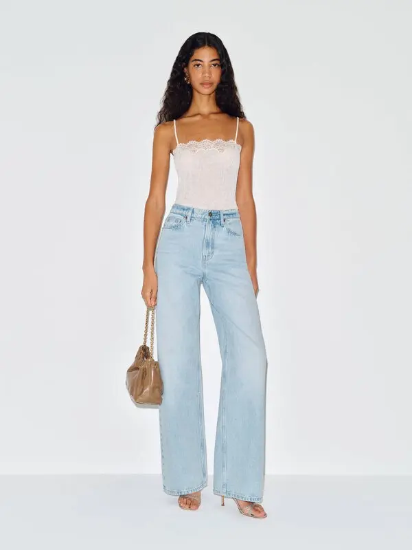 REFORMATION Cary High Rise Wide Leg Jeans - Blue