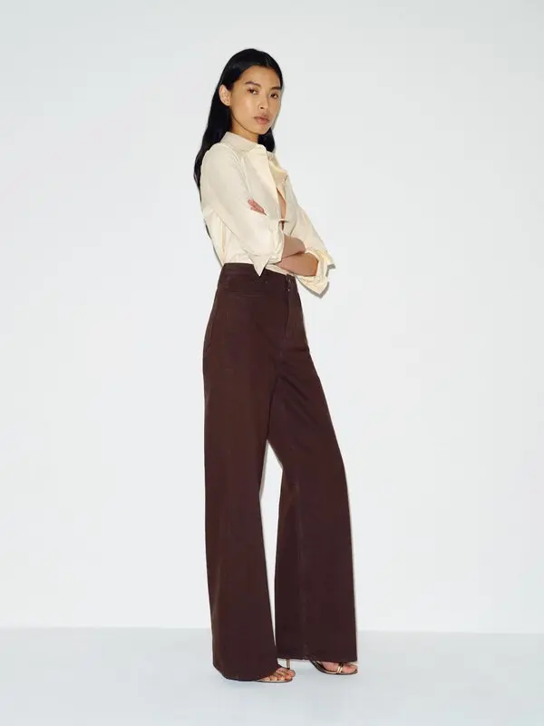 REFORMATION Cary High Rise Wide Leg Jeans - Brown