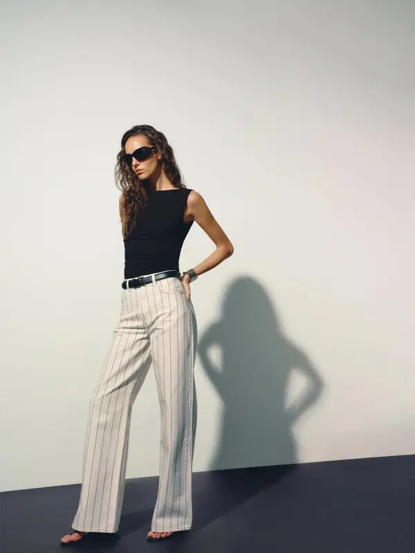 REFORMATION Cary High Rise Wide Leg Jeans - Ivory