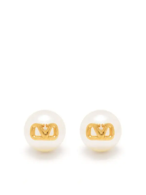 Valentino Garavani Vlogo Signature Pearl Stud Earrings - White