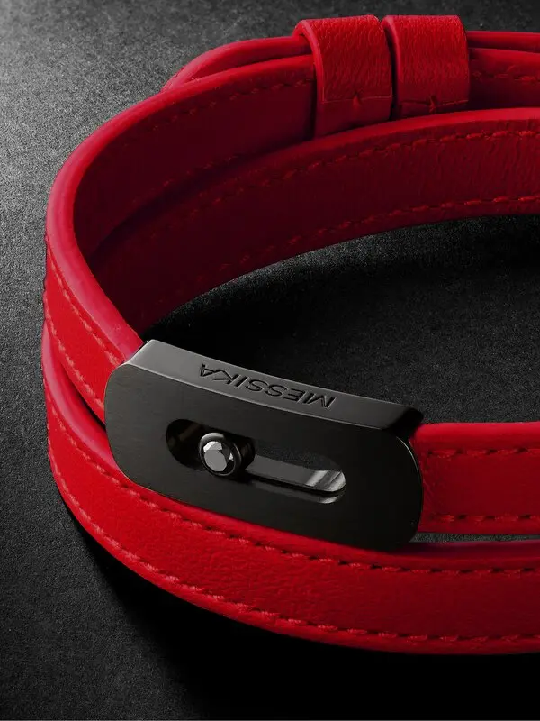 Messika My Move Blackened Titanium, Diamond, And Leather Bracelet
