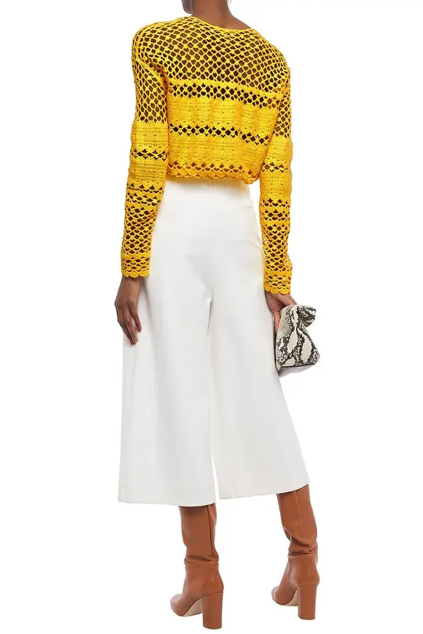 Maje Crochet Knit Cotton Sweater