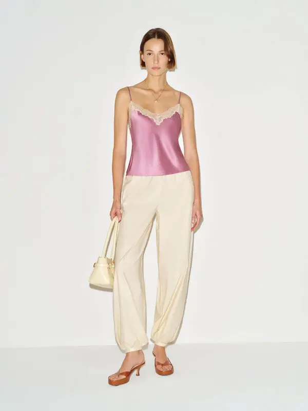 REFORMATION Teddy Silk Top - Pink