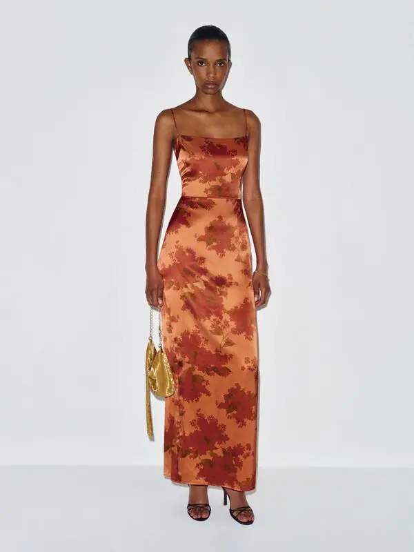 REFORMATION Frankie Silk Dress - Red