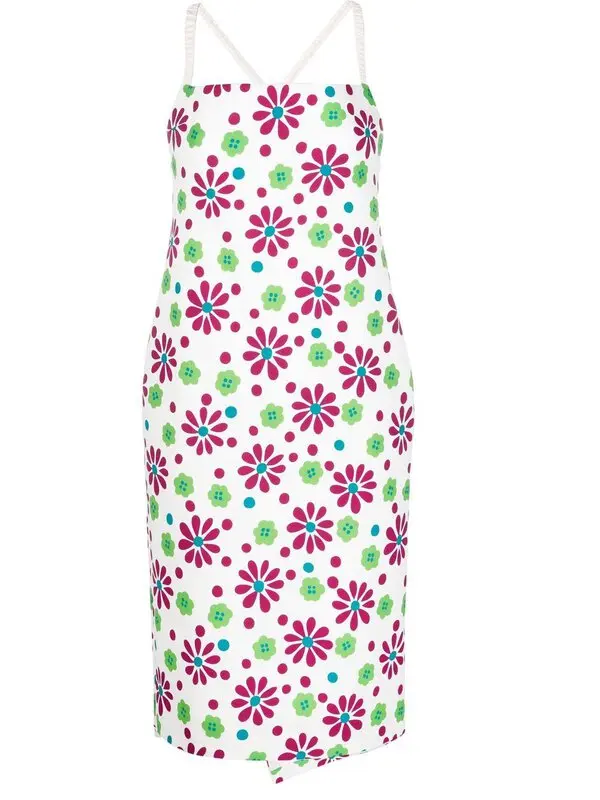 Saint Laurent Floral-print Knee-length Dress - White