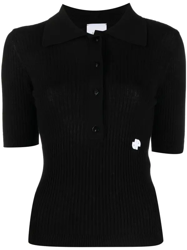 PATOU Ribbed Short-sleeve Polo Top