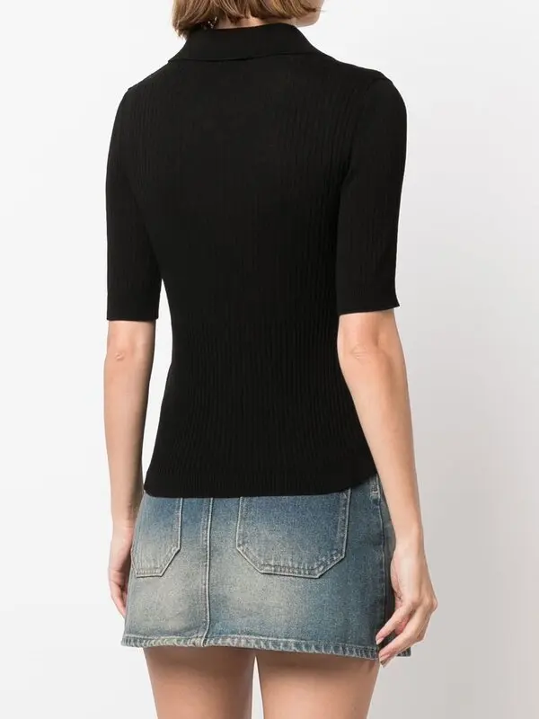 PATOU Ribbed Short-sleeve Polo Top