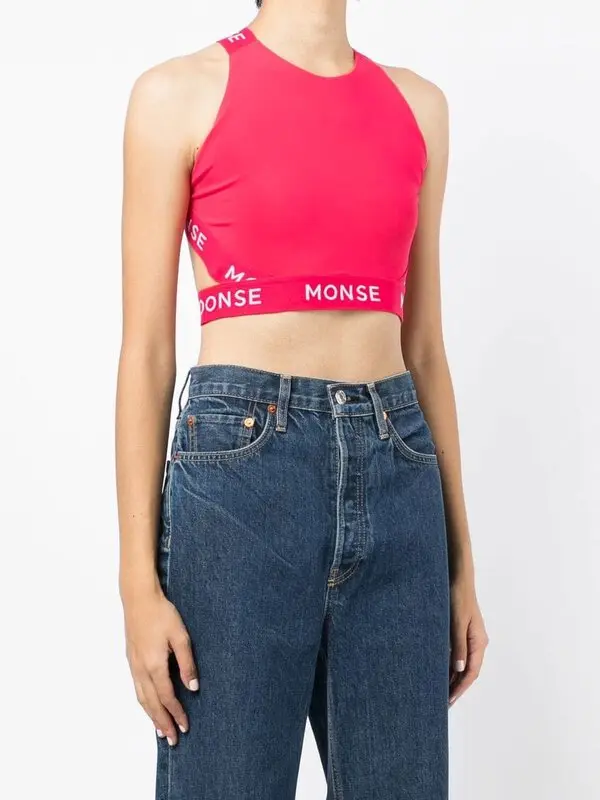 Monse Logo-print Halterneck Sports Top - Pink
