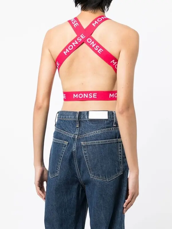 Monse Logo-print Halterneck Sports Top - Pink