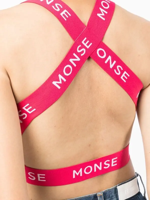 Monse Logo-print Halterneck Sports Top - Pink
