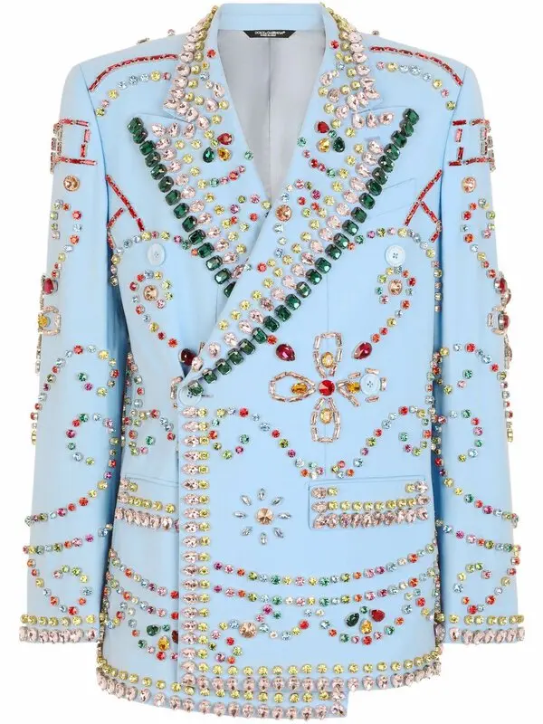Dolce & Gabbana Embellished Double-breasted Blazer - Blue