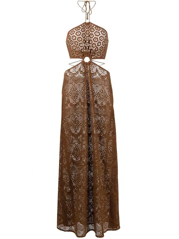 Simkhai Open-knit Halterneck Maxi Dress - Brown