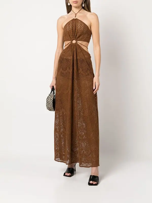 Simkhai Open-knit Halterneck Maxi Dress