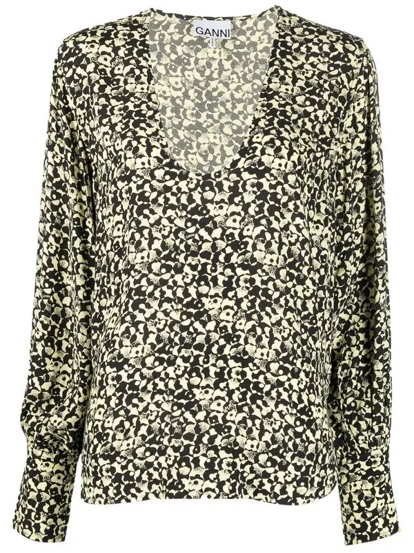 GANNI Abstract-print Blouse