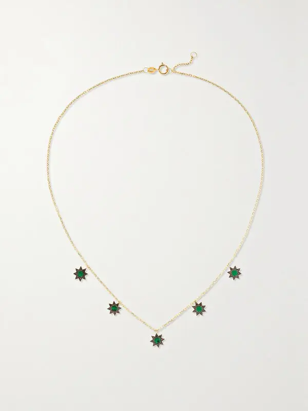 L’ATELIER NAWBAR Cosmic Ibiza Mini 18-karat Malachite And Diamond Choker - Gold