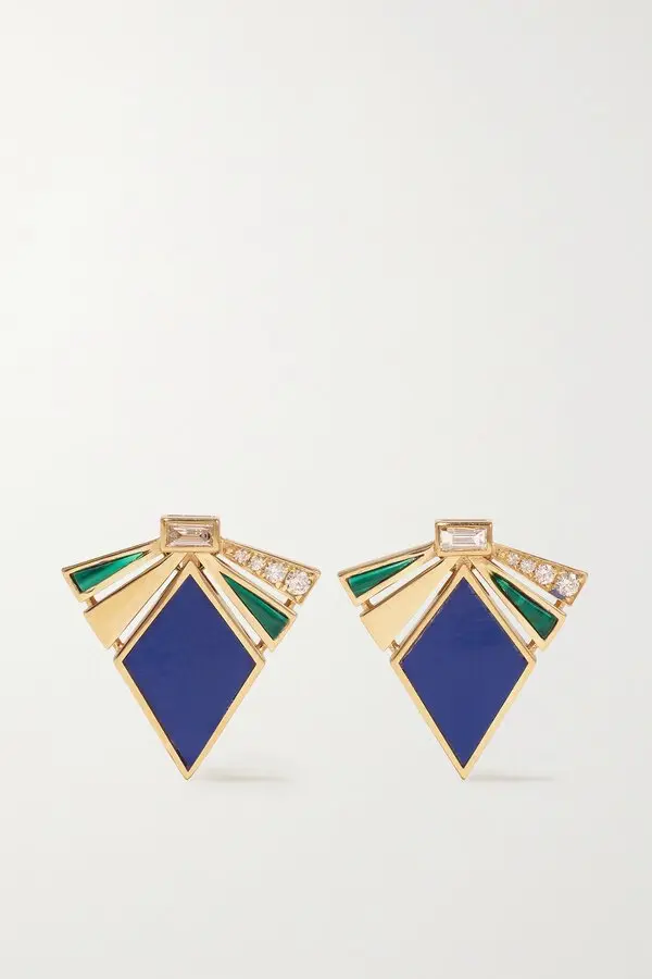 L’ATELIER NAWBAR The Nathalie 18-karat Multi-stone Earrings - Blue