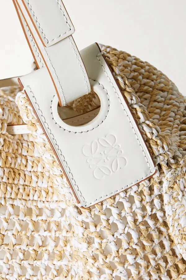 Loewe Paula's Ibiza Balloon Ruffled Leather-trimmed Sequined Raffia Bucket Bag