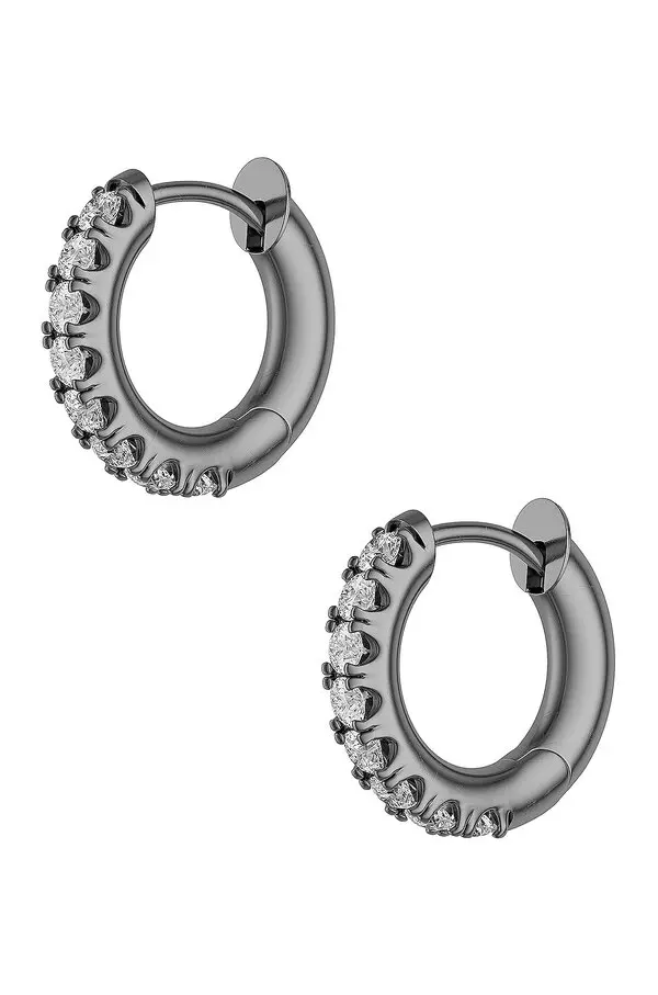 SPINELLI KILCOLLIN Mini Micro Hoop Pave Gris Earrings - 18k White Gold