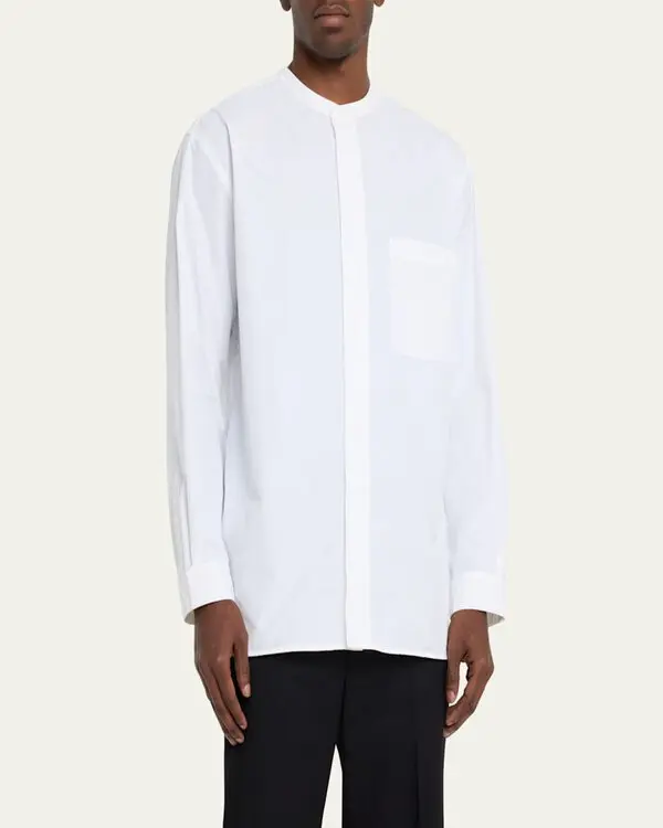 3.1 Phillip Lim Band-collar Relaxed Sport Shirt - White