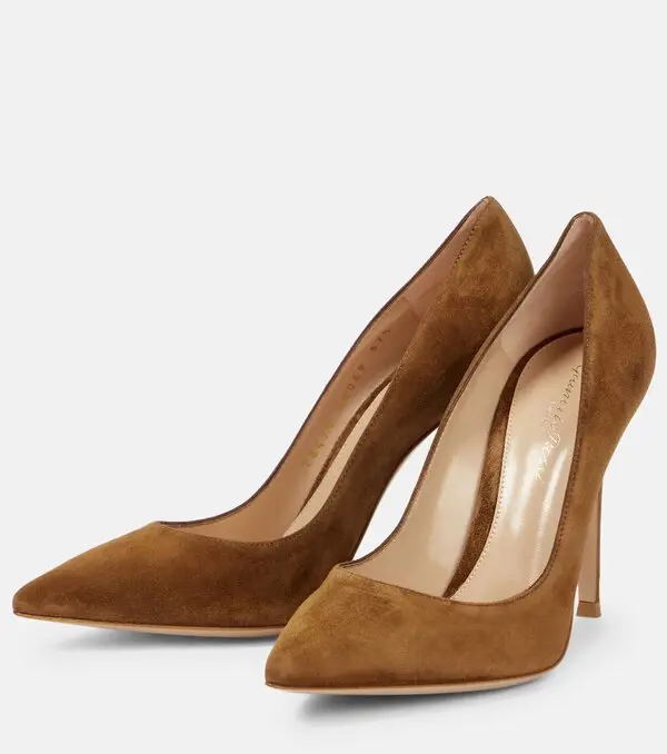 GIANVITO ROSSI 105 Suede Pumps - Beige