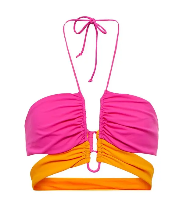 NENSI DOJAKA Ruched Halterneck Bikini Top - Pink