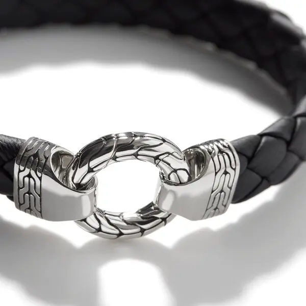 John Hardy Sterling Braided Leather Bracelet