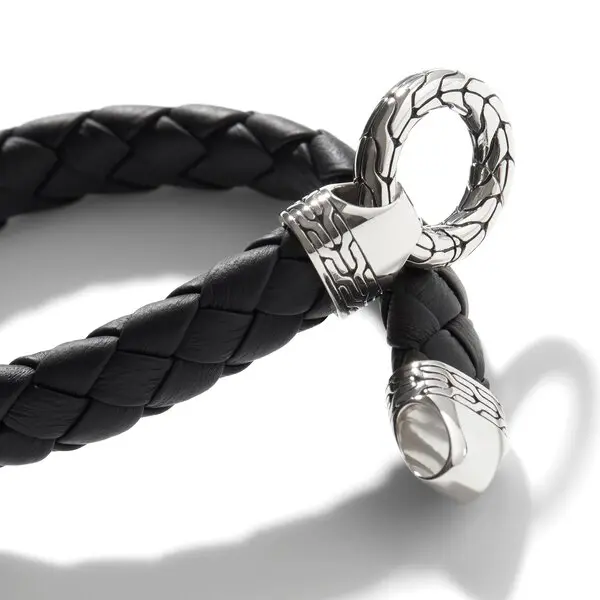 John Hardy Sterling Braided Leather Bracelet