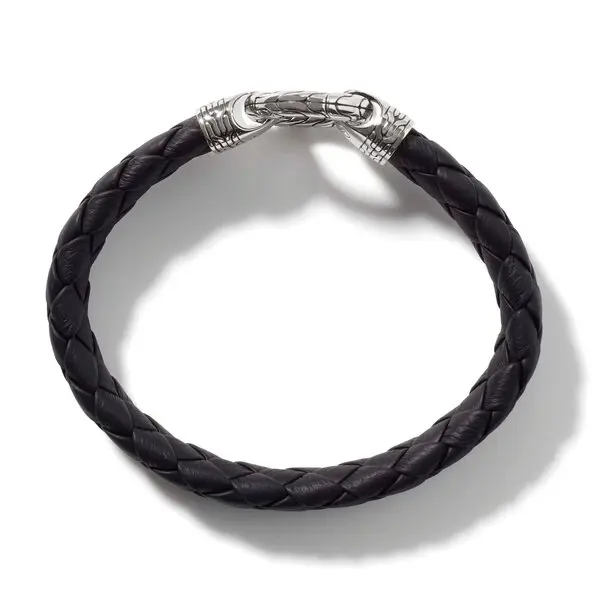 John Hardy Sterling Braided Leather Bracelet