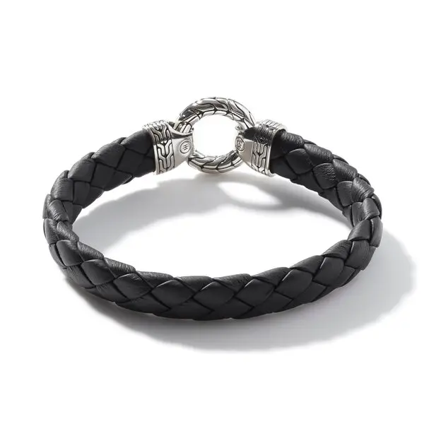John Hardy Sterling Braided Leather Bracelet