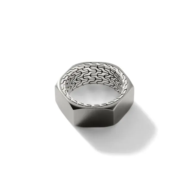 John Hardy Carved Chain Band Ring - Silver