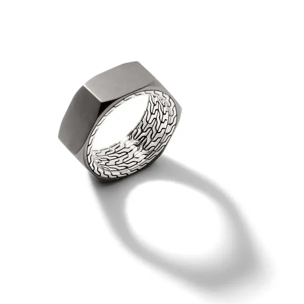 John Hardy Carved Chain Band Ring