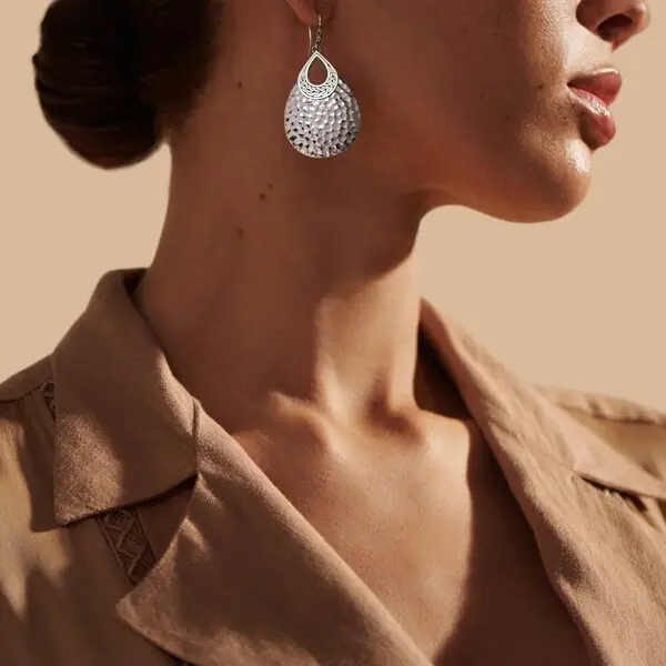 John Hardy Classic Chain Hammered Teardrop Earrings