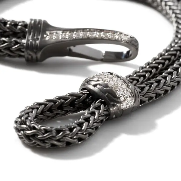 John Hardy Classic Chain Pavé Hook Clasp Bracelet