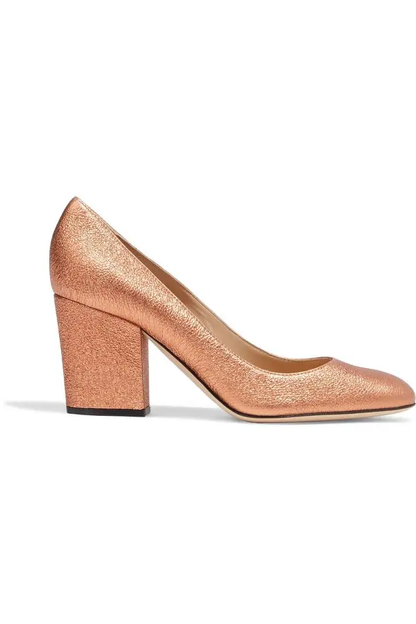 SERGIO ROSSI Metallic Textured-leather Pumps