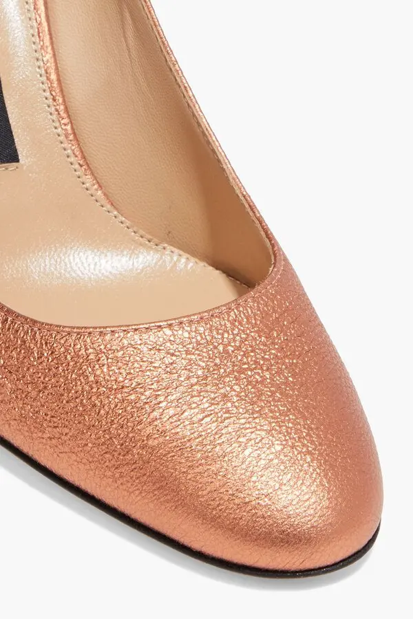 SERGIO ROSSI Metallic Textured-leather Pumps