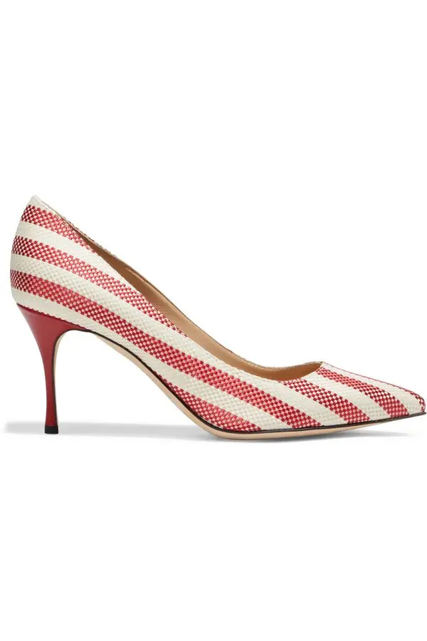 SERGIO ROSSI Striped Jacquard Pumps