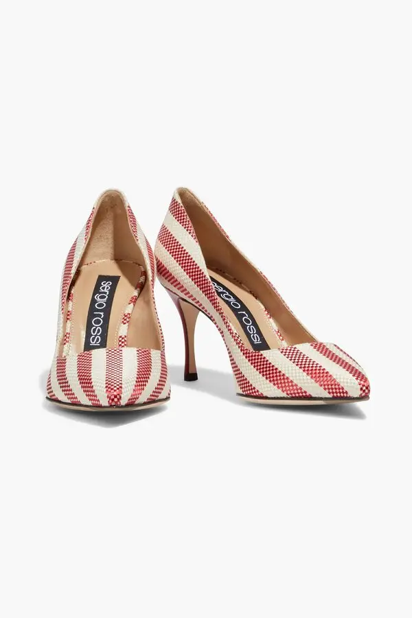 SERGIO ROSSI Striped Jacquard Pumps