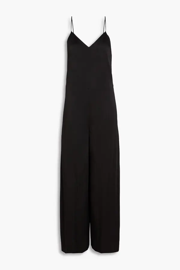 Rosetta Getty Satincrepe Wideleg Jumpsuit - Black