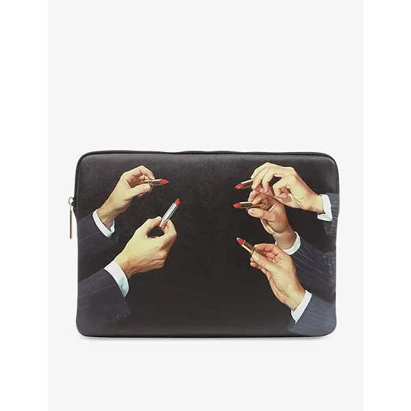 SELETTI Lipstick-print Laptop Case - Black