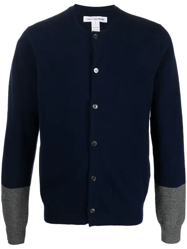 Comme Des Garçons Color-blocked Wool Cardigan