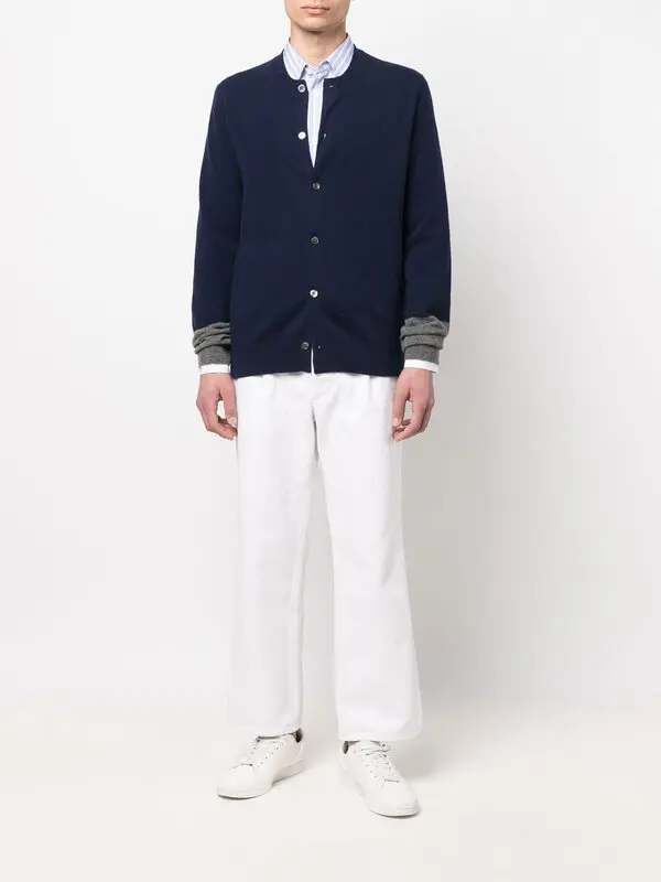 Comme Des Garçons Color-blocked Wool Cardigan