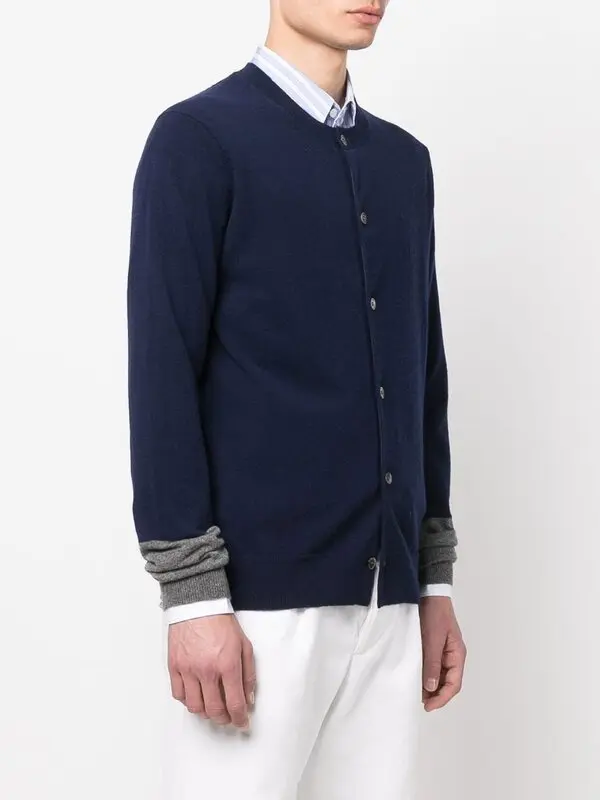 Comme Des Garçons Color-blocked Wool Cardigan
